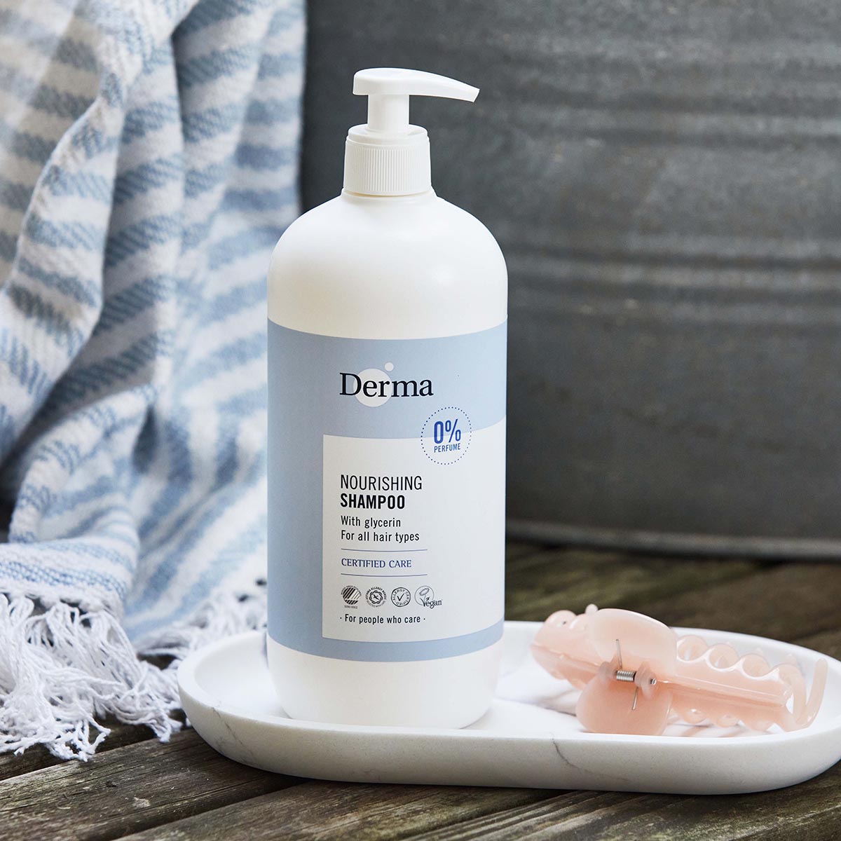 Derma shampoo med pumpe. Parfumefri, allergimærket. Køb her